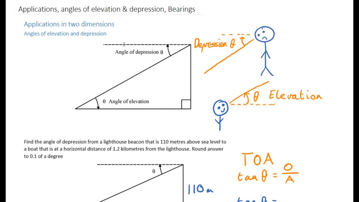 10 - Trig and Circle Geometry - Applications, Angles of Elevation and ...