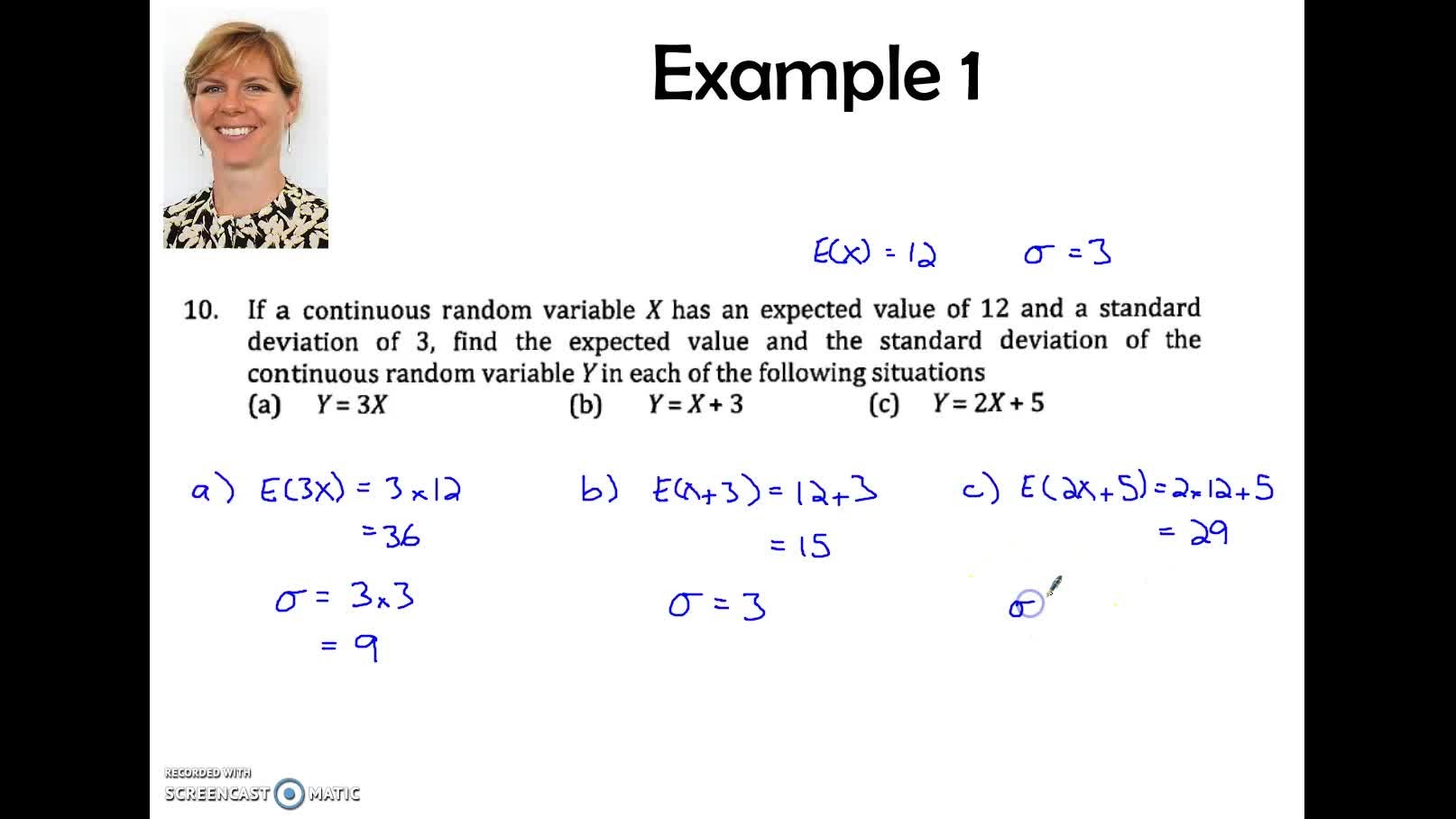 Changes in Origin and Scale of Continuous Random Variables - ClickView