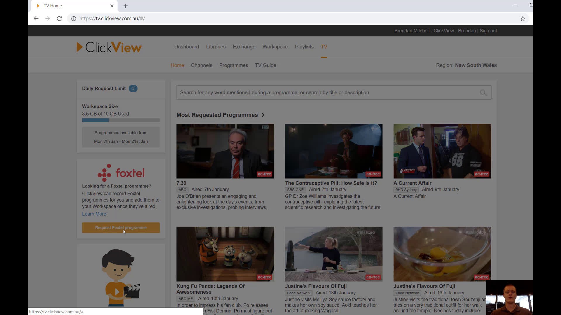 How do I request Foxtel programs from ClickView TV? - ClickView