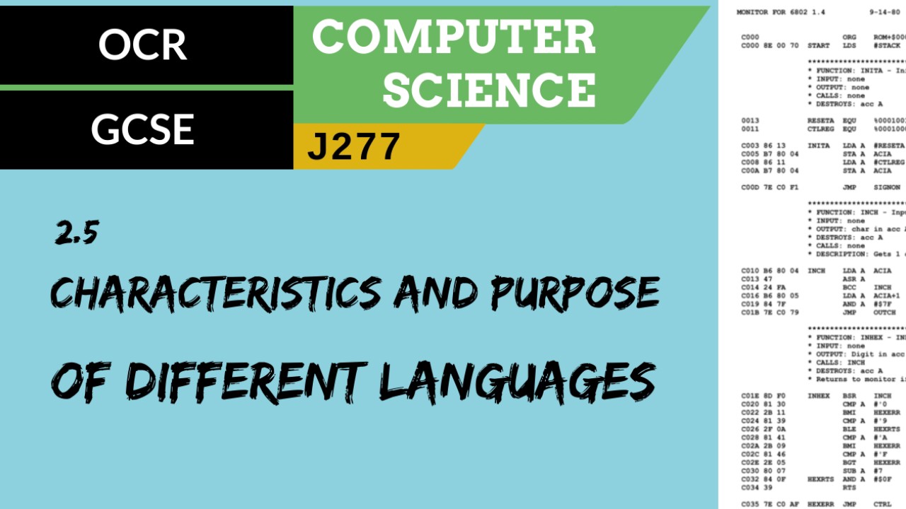 OCR GCSE (J277) SLR 2.5 Characteristics and purpose of different levels of programming language ...