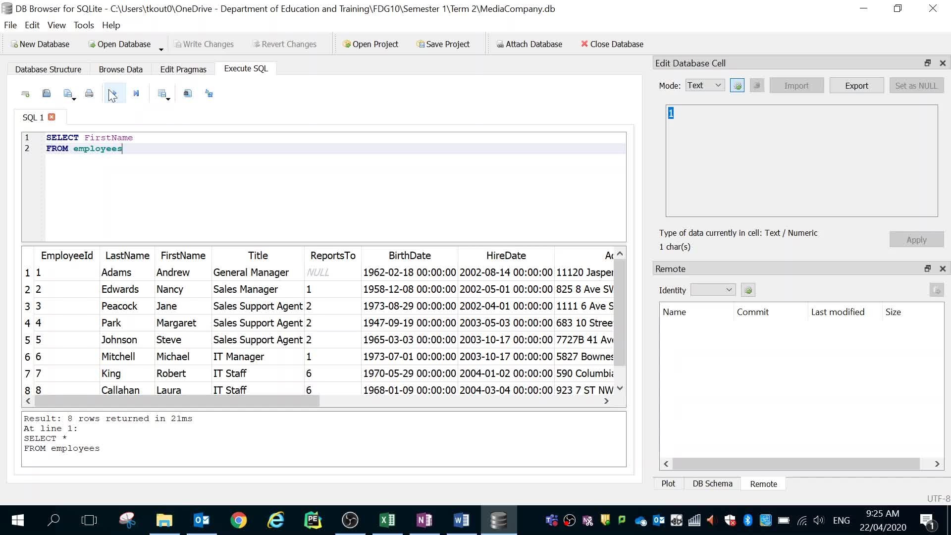 SQL - Using SELECT and FROM - ClickView