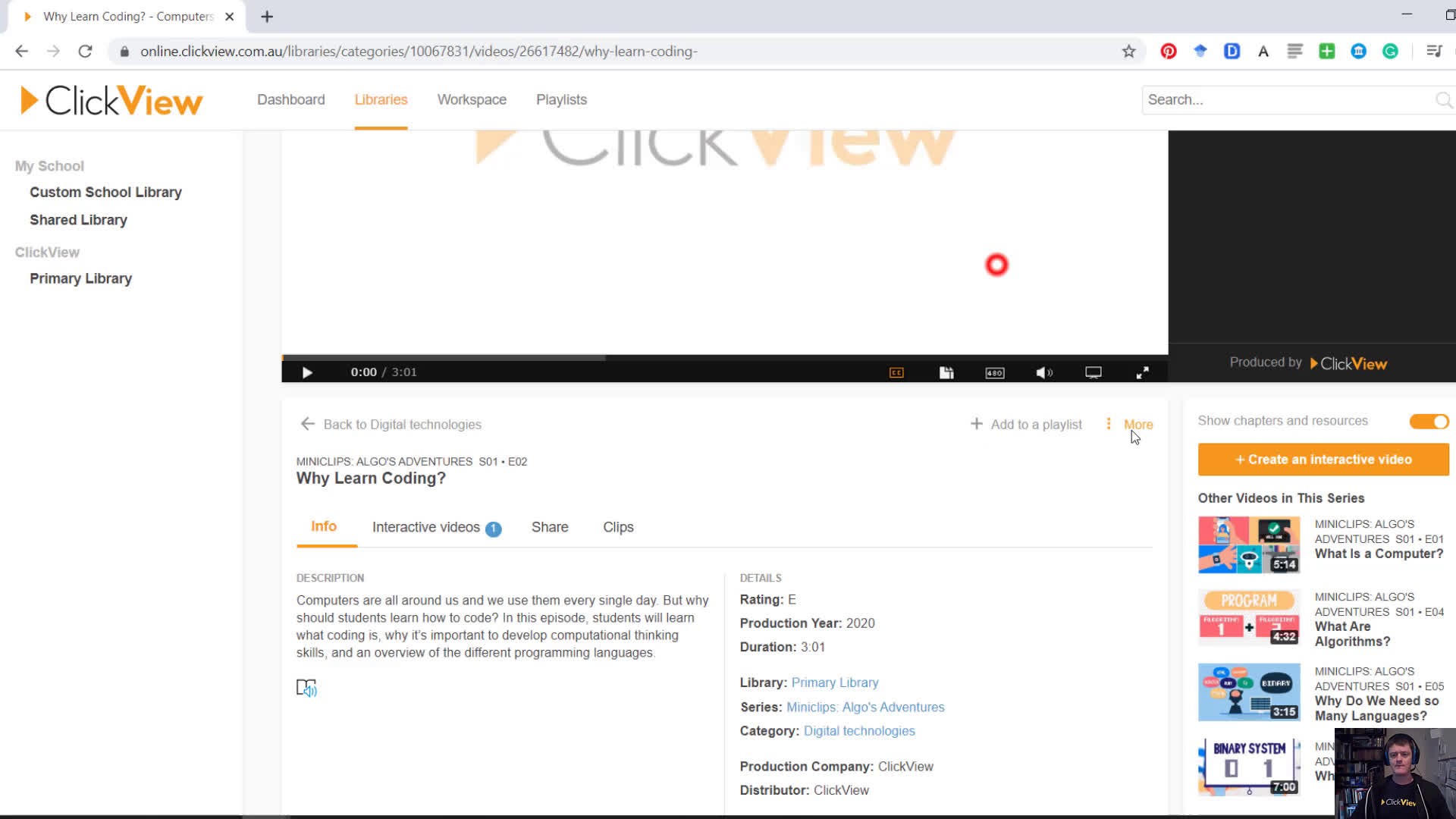 Primary - Navigating the ClickView Webplayer... - ClickView