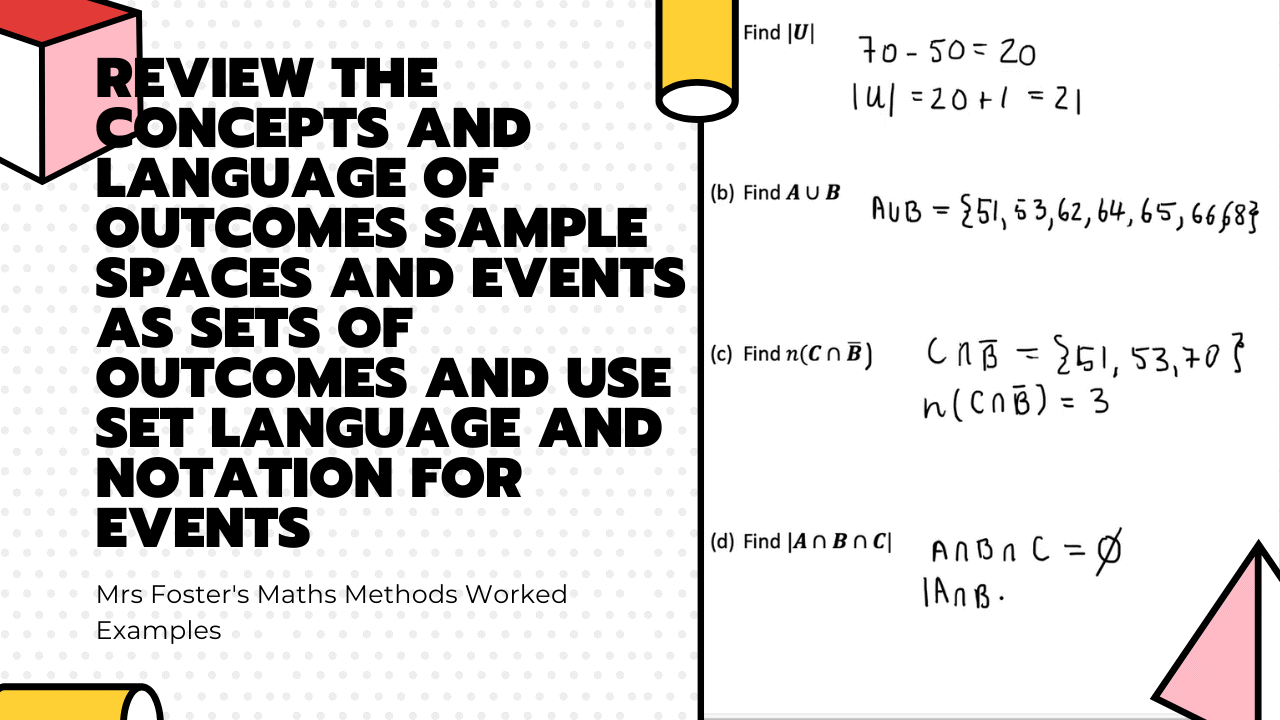 Review the concepts and language of outcomes sample spaces and events as sets of outcomes and ...