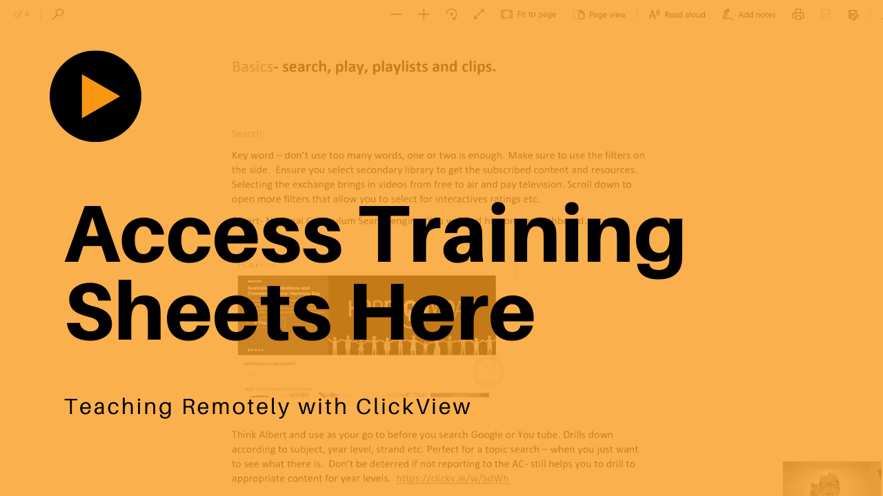 Access Training Sheets Here Video & Resources | ClickView