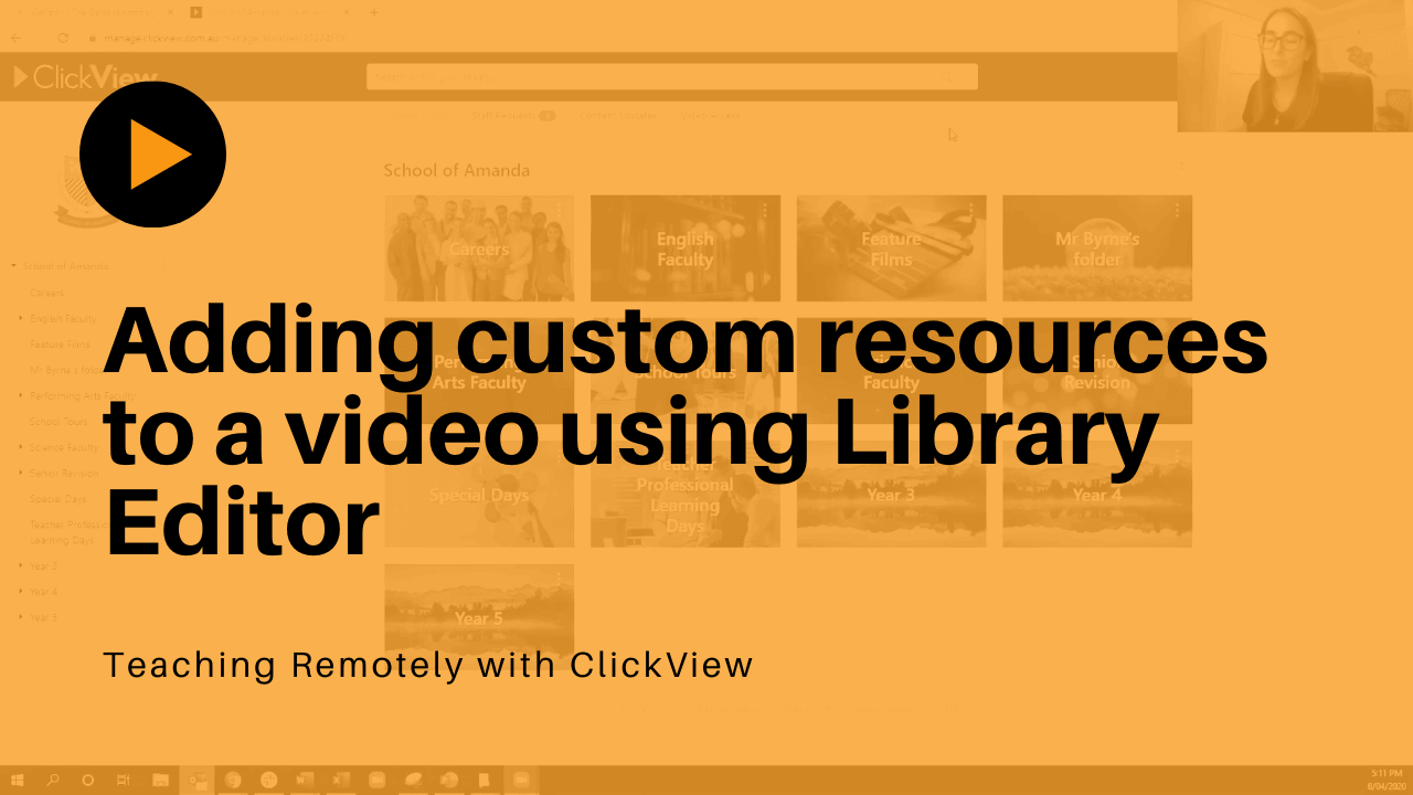 Adding custom resources to a video using Library Editor - ClickView