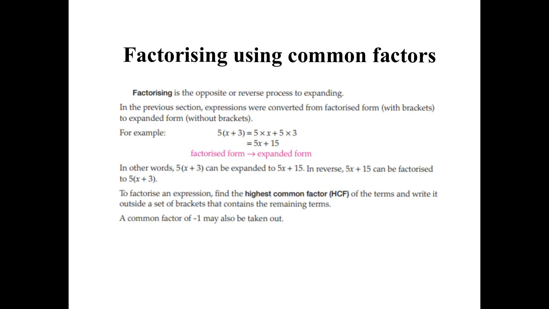 Factorising using common factors and examples - ClickView