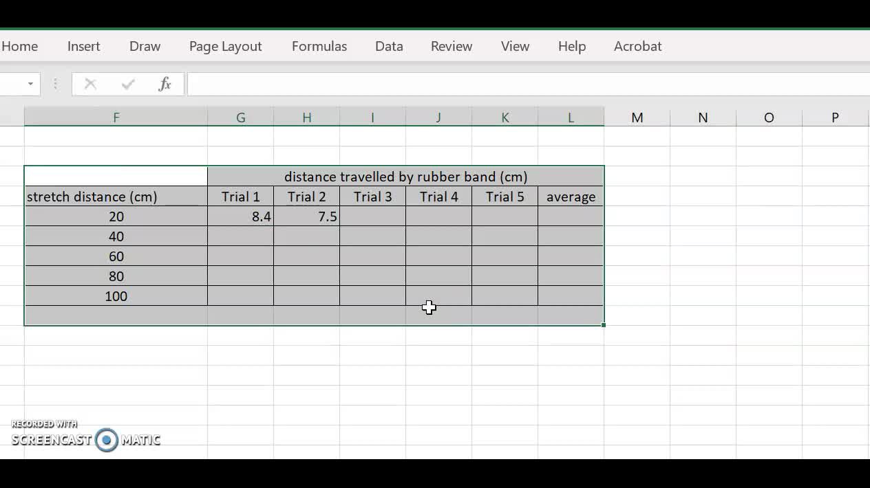 creating a data table in Excel - ClickView