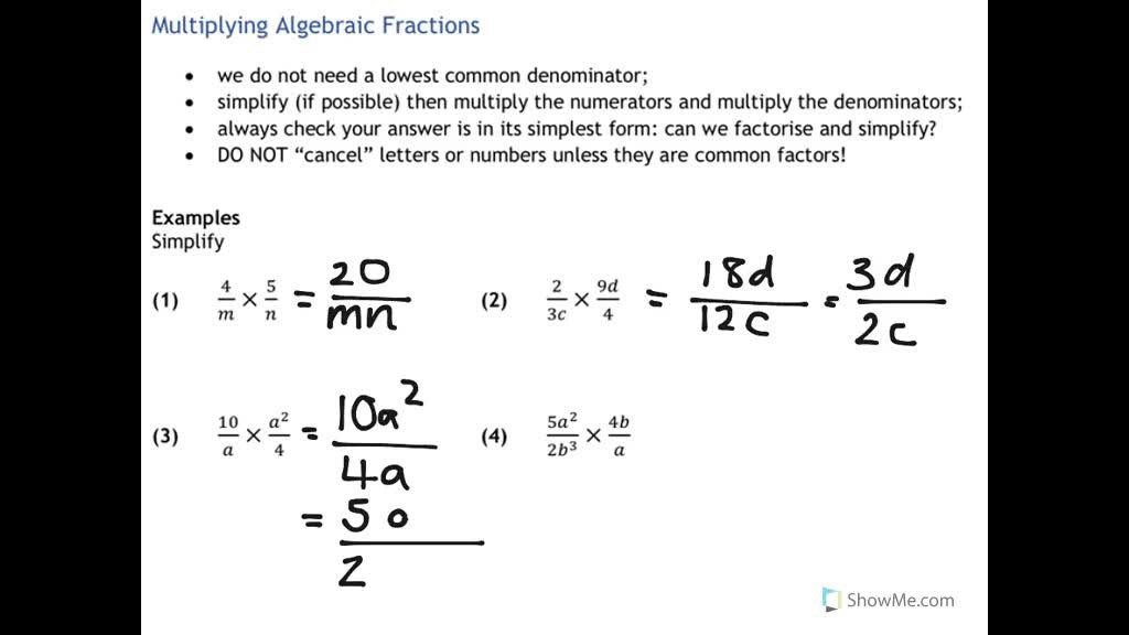 10. Multiplying Algebraic Fractions - ClickView