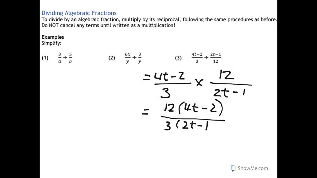 11. Dividing Algebraic Fractions - ClickView