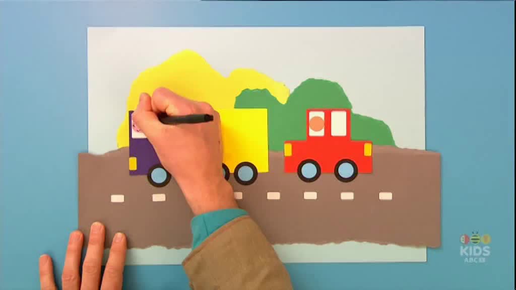 Clip: Mister Maker's Arty Party - Making a busy road picture - ClickView