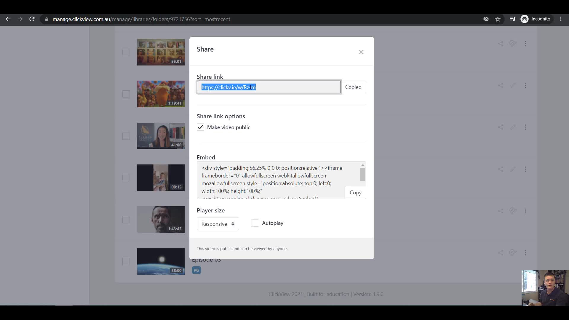 How to create a publicly shareable link - Thi... - ClickView