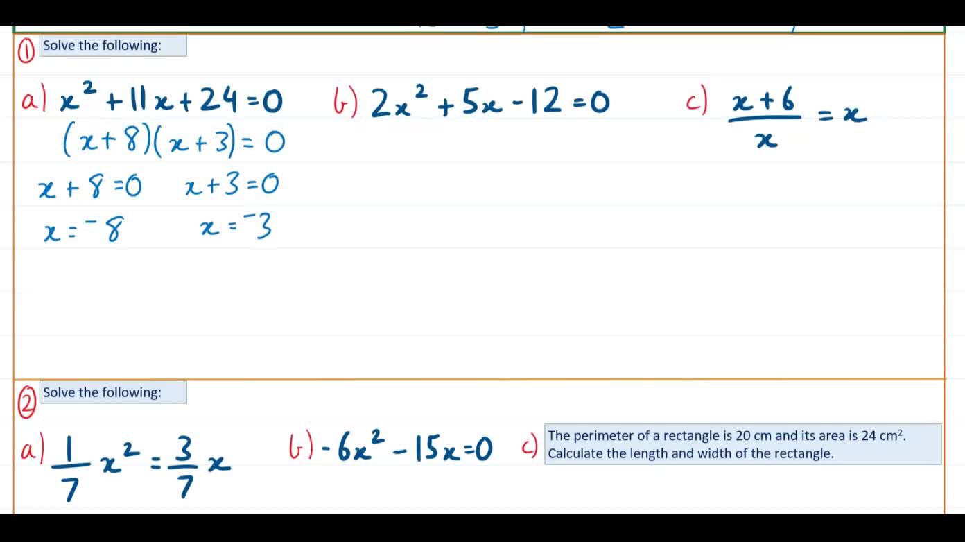 11 - Quadratics - Solving Quadratic Equations - ClickView