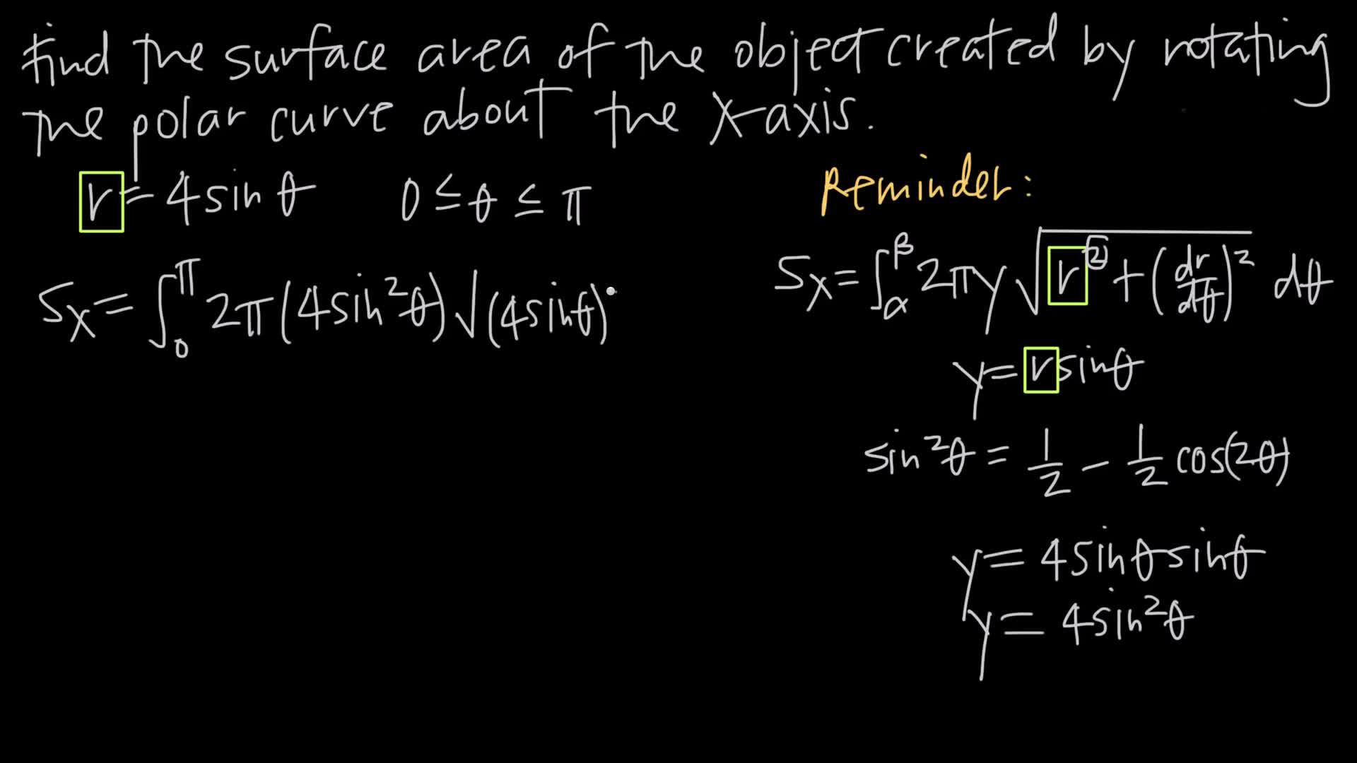 Surface Area of Revolution of a Polar Curve | ClickView