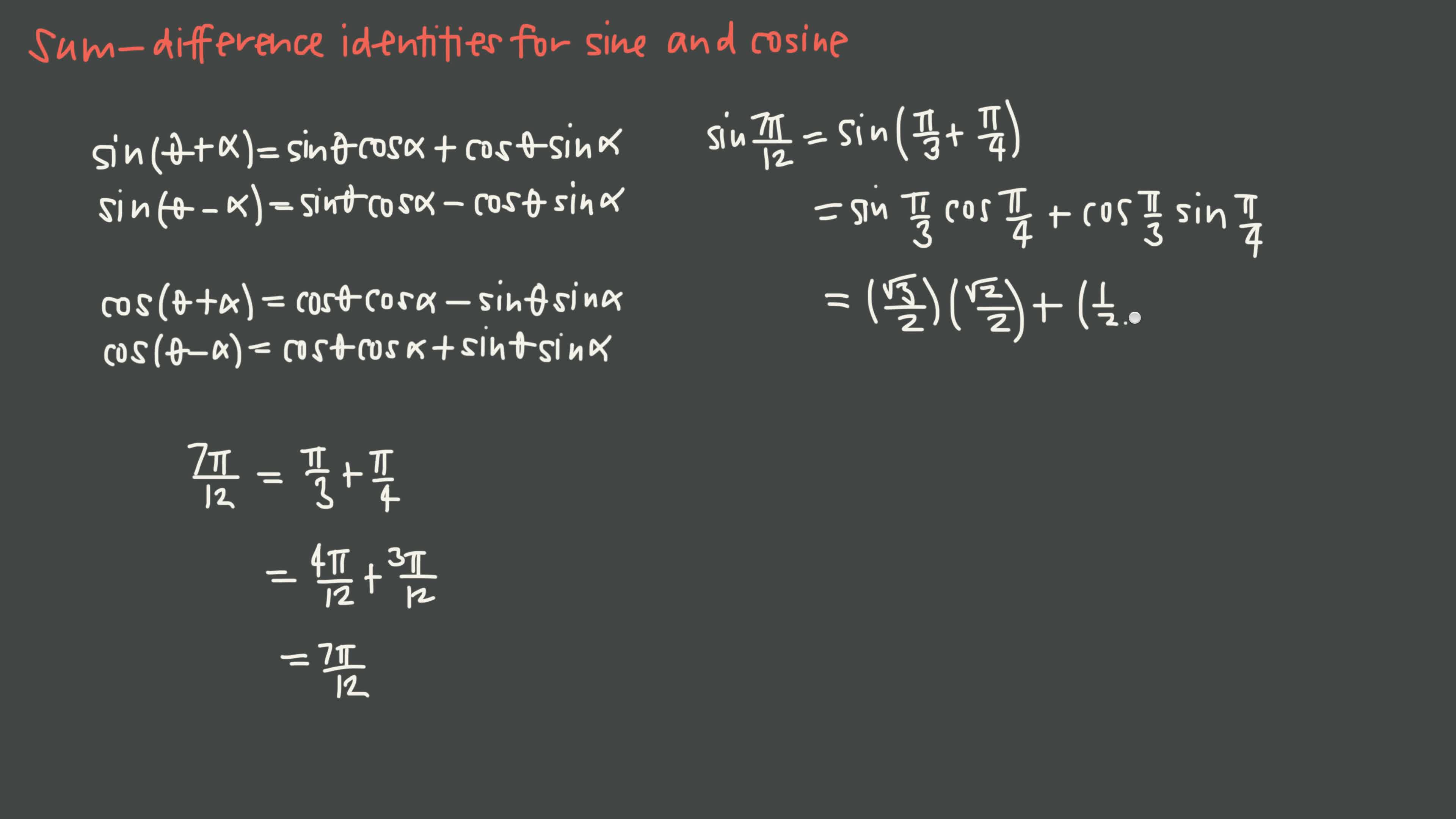 Sum-Difference Identities for Sine and Cosine | ClickView