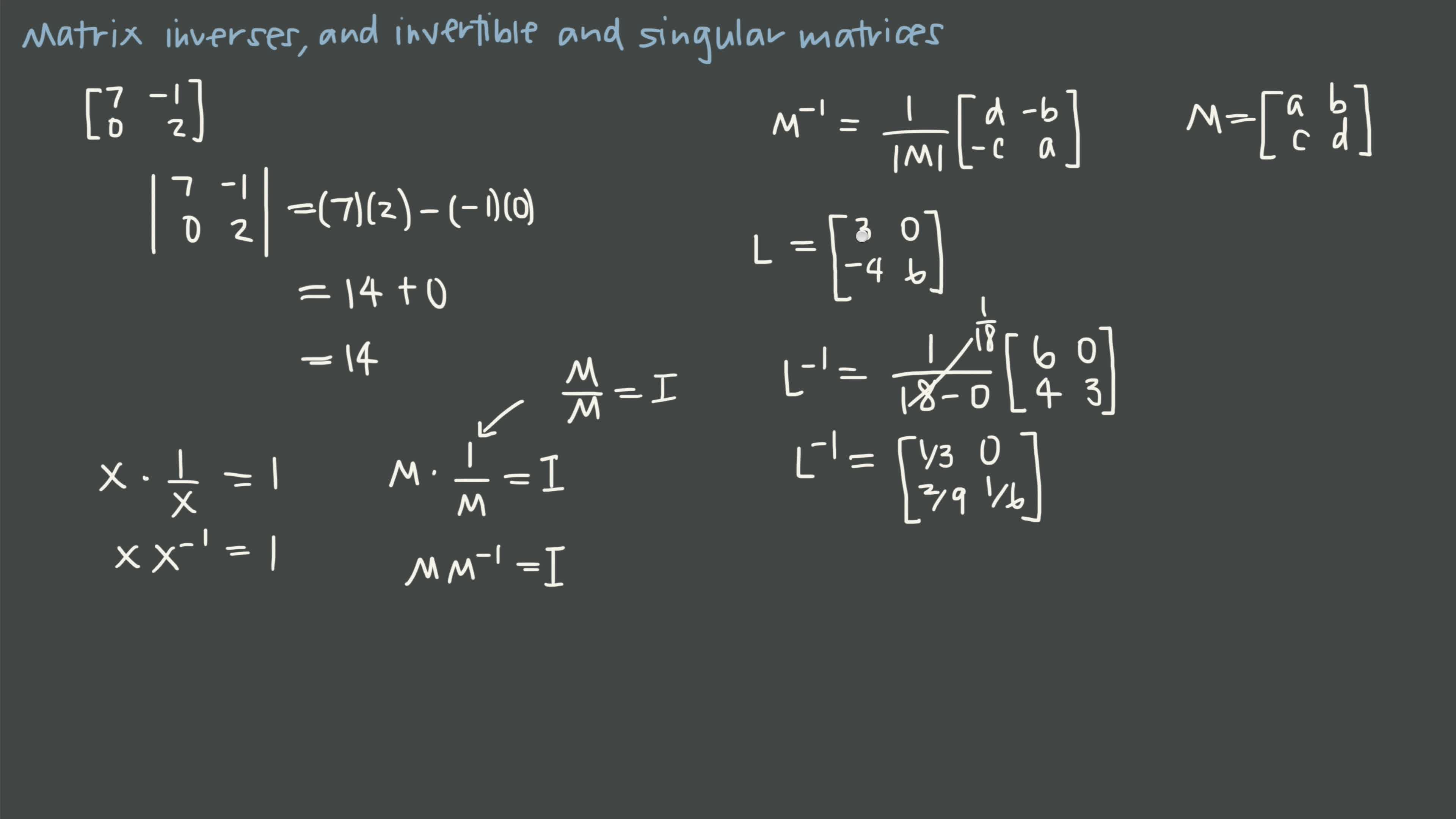 Matrix Inverses, and Invertible and Singular Matrices | ClickView