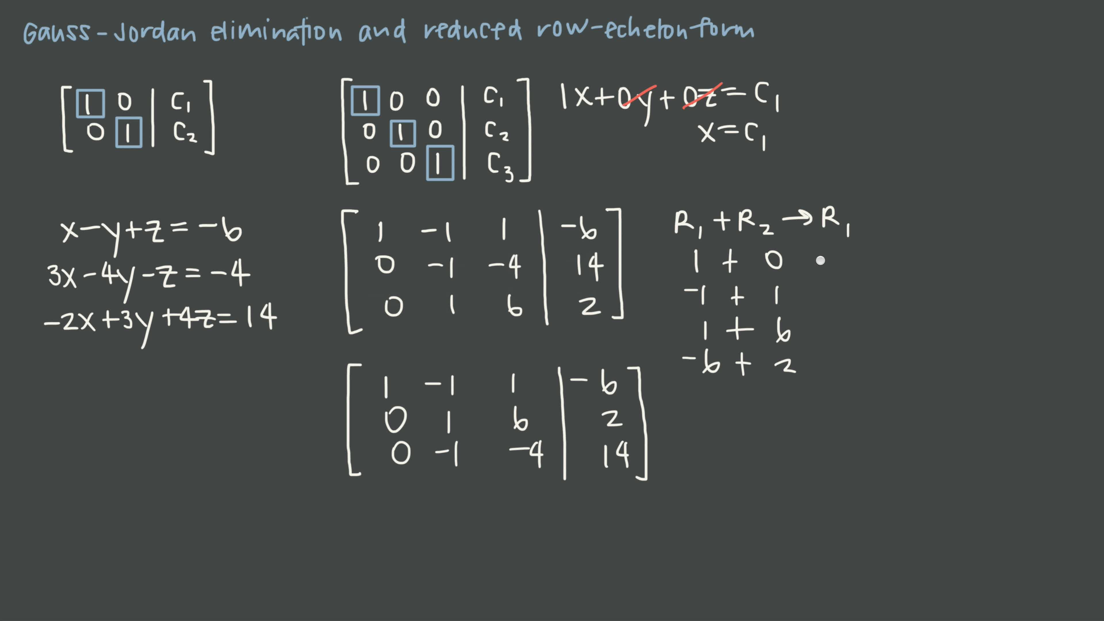 Gauss-Jordan Elimination and Reduced Row-Echelon Form | ClickView