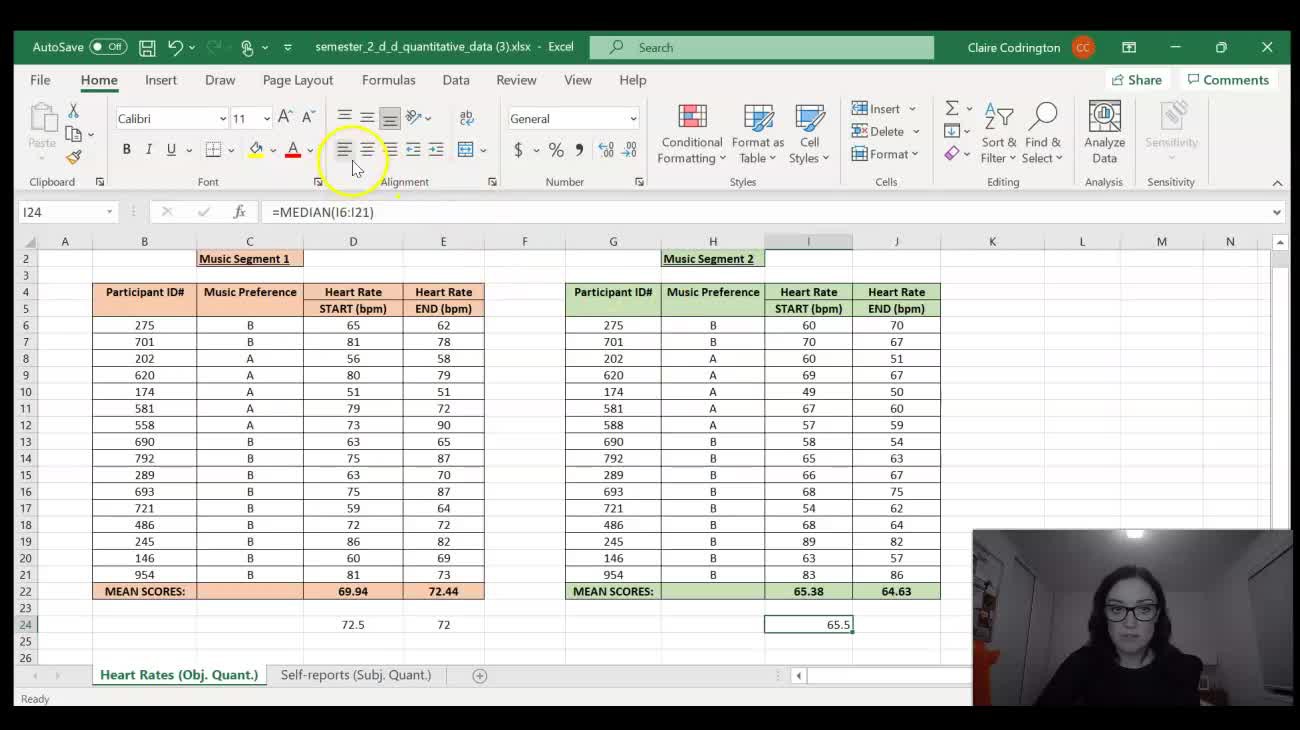 How to calculate median scores in Excel - Stage 1 Psychology - ClickView