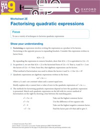 Factorising Monic Quadratic Trinomials | ClickView