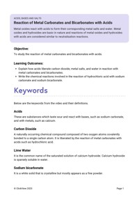 Reaction of Metal Carbonates and Bicarbonates with Acids | ClickView