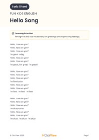 Hello Song Video & Resources | ClickView