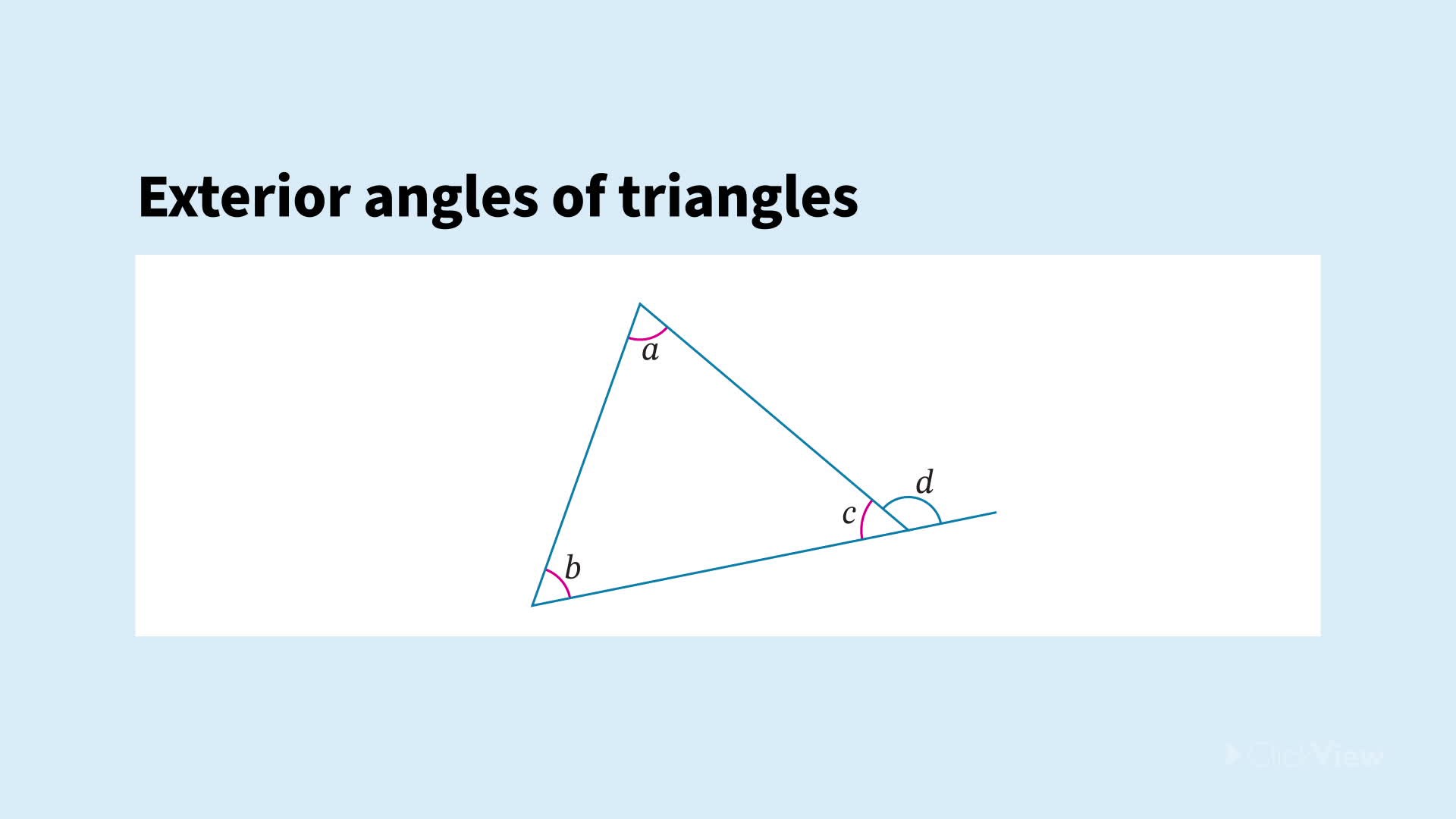Exterior Angles of a Triangle Video & Resources | ClickView