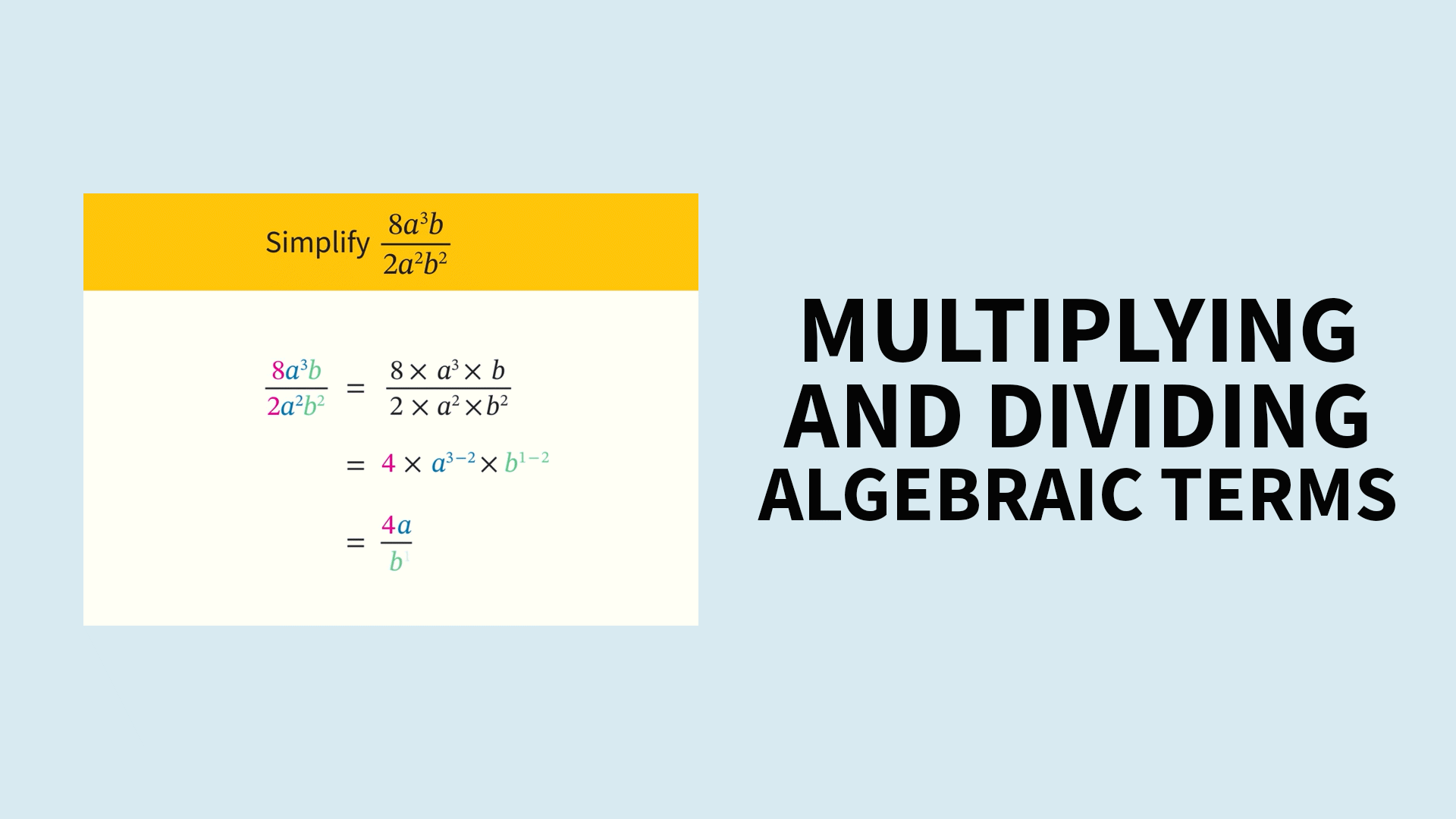 Multiplying and Dividing Algebraic Terms | ClickView