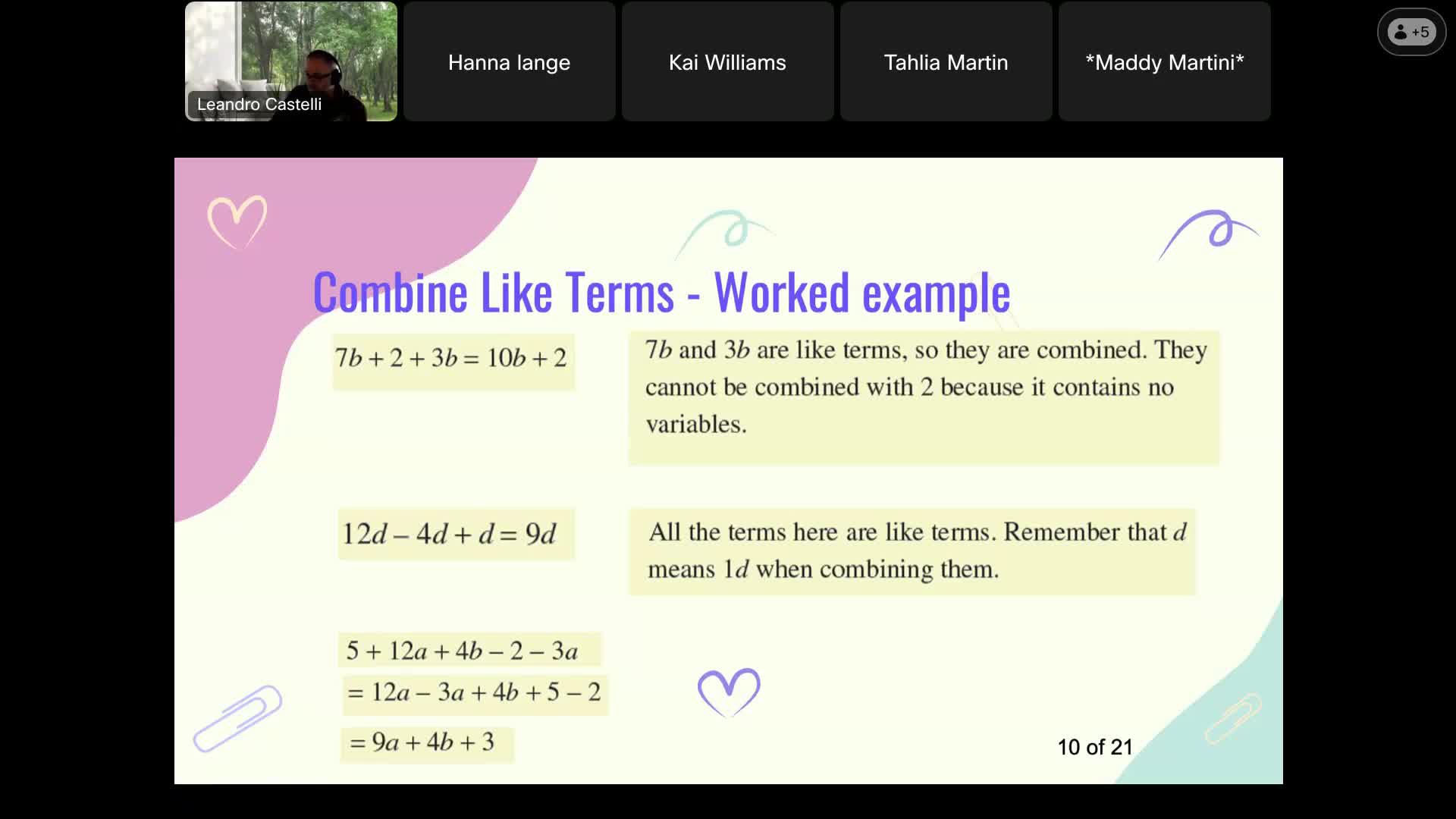 Module H Week 2: Like terms - ClickView