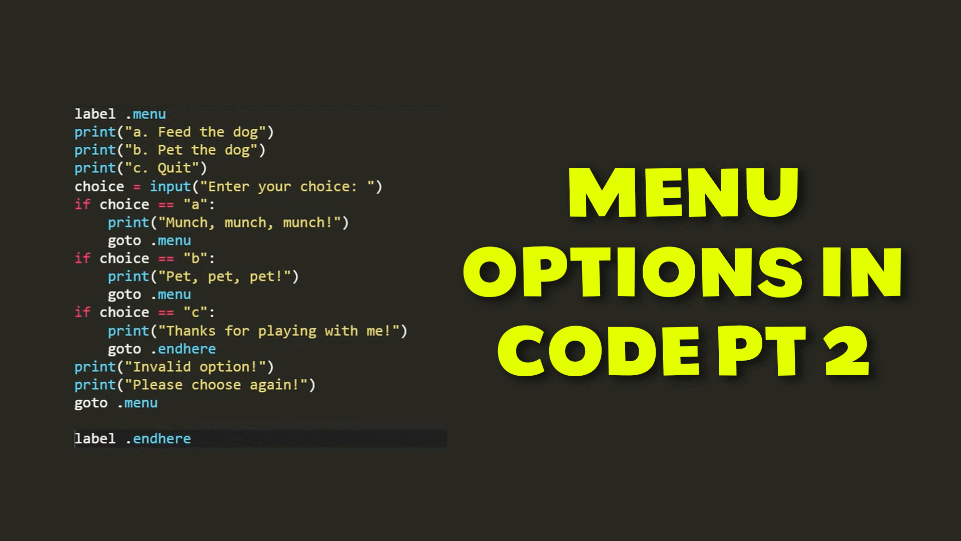 Coding an Program with Menu Options: Part 2 | ClickView