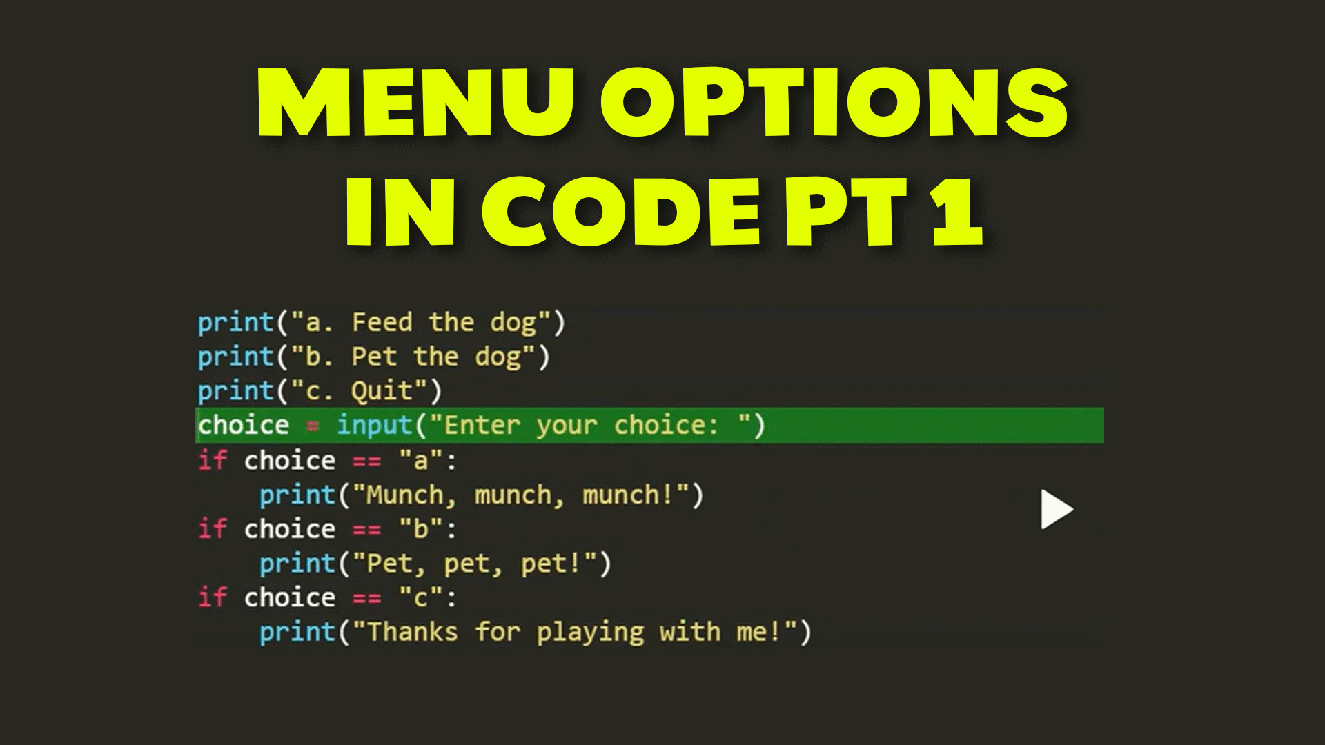 Coding an Program with Menu Options: Part 1 | ClickView
