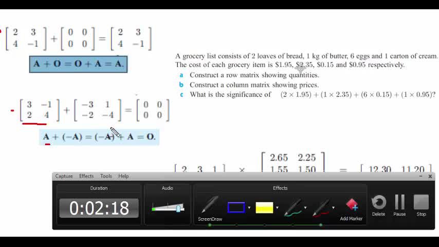 Zero Matrix, Negative Matrix, Multiplication, Conformability1 - ClickView