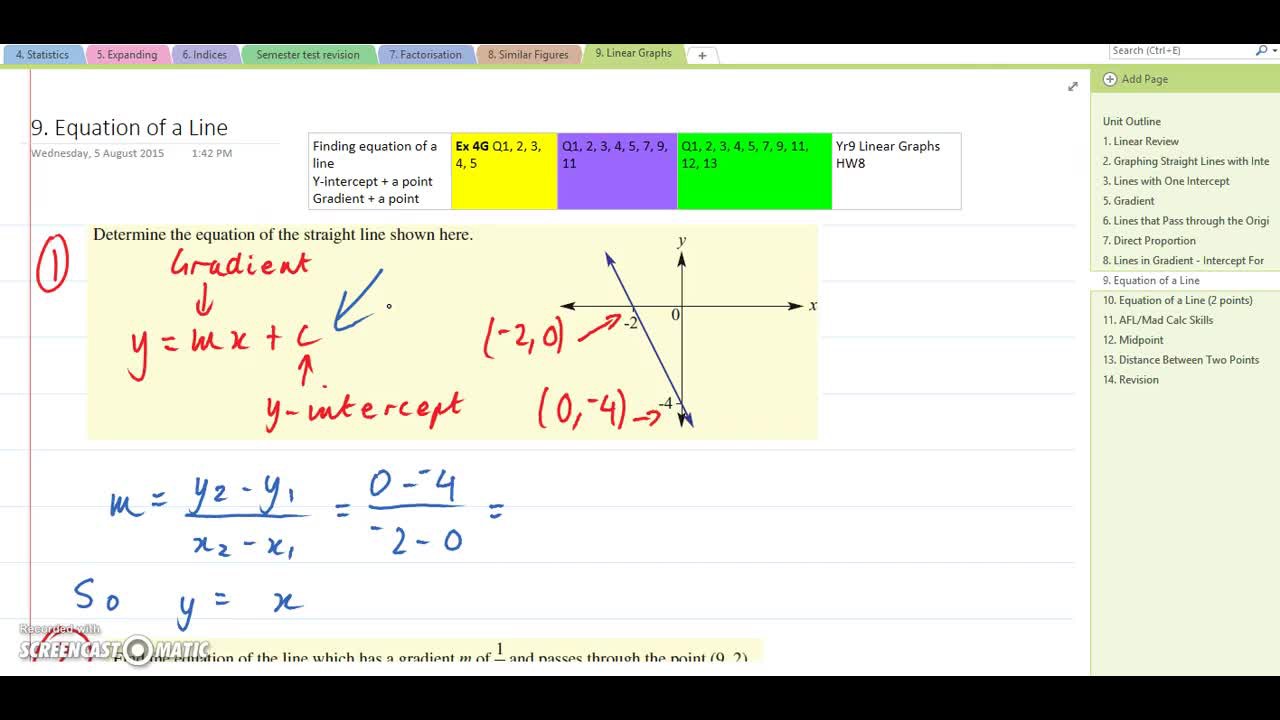 9 Linear - 9. Equation of a Line 2015.mp4 - ClickView